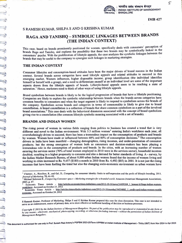 IIMB Raga and Tanishq | PDF