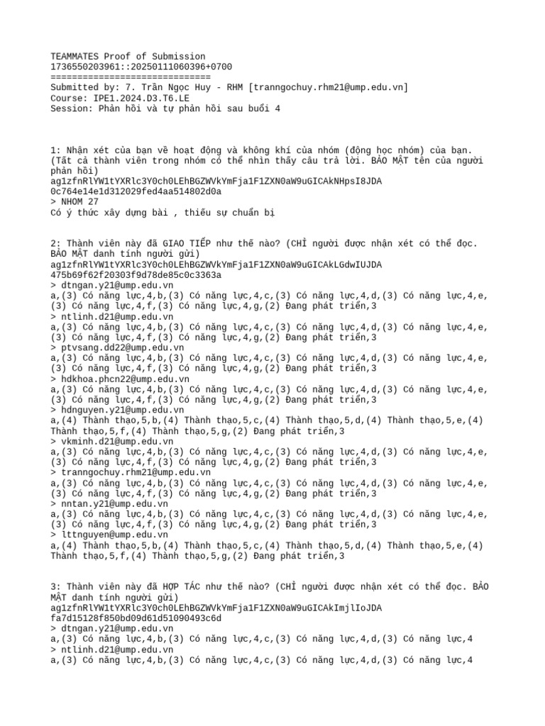 TEAMMATES Proof of Submission - 1736550203961 | PDF