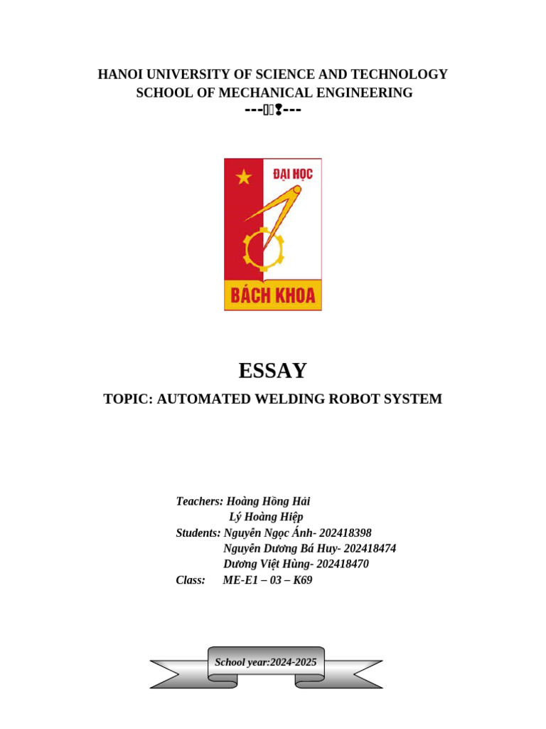 Automated Welding Robot System Essay | PDF