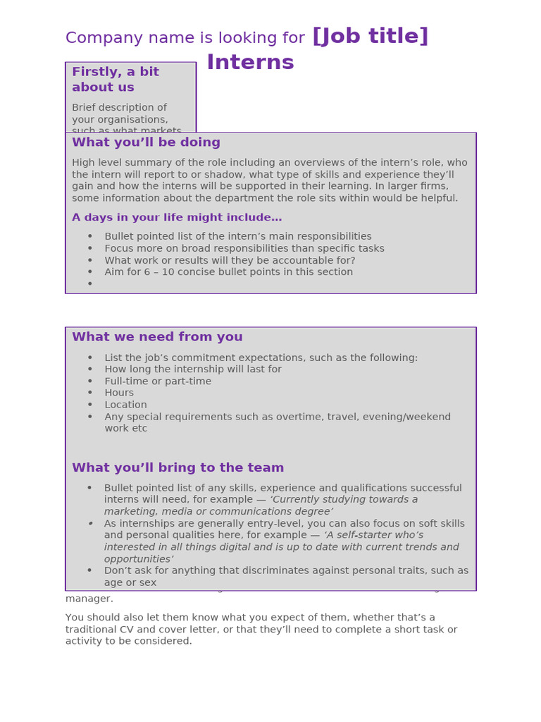 Intern-Job-Description-Template (1) | PDF | Internship | Job Hunting