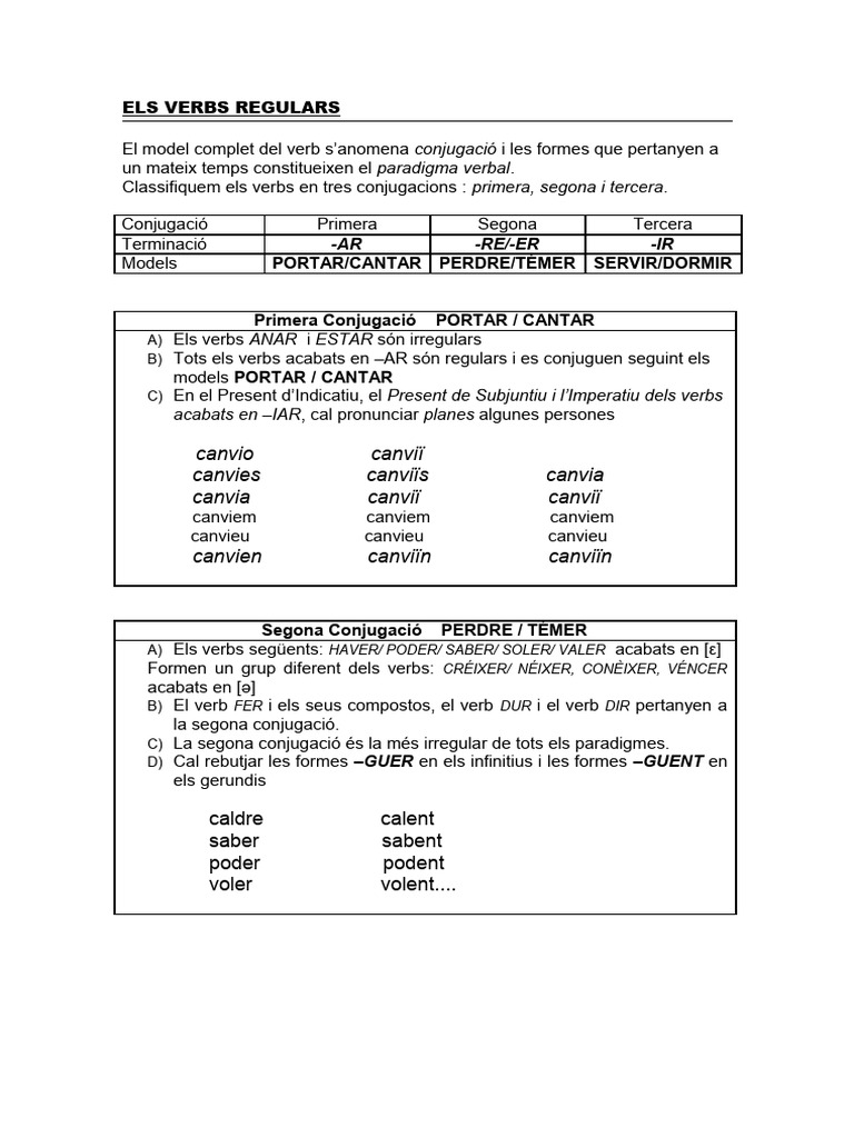 Els Verbs Regulars | PDF