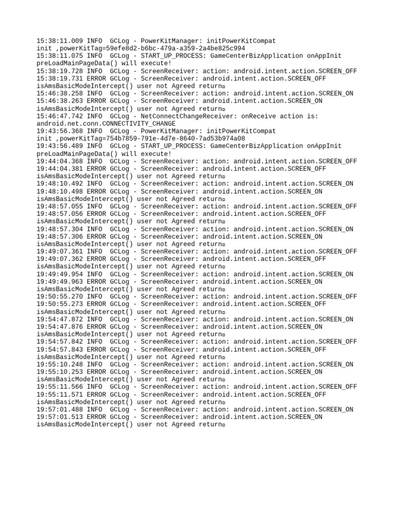 Android Screen Receiver Errors Log | PDF