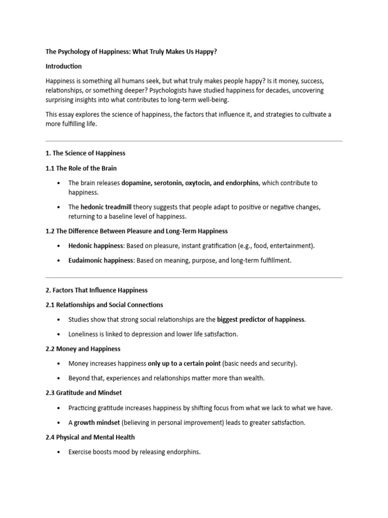 The Psychology of Happines | PDF | Happiness | Positive Psychology