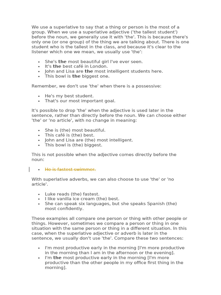 Understanding Superlative Adjectives | PDF