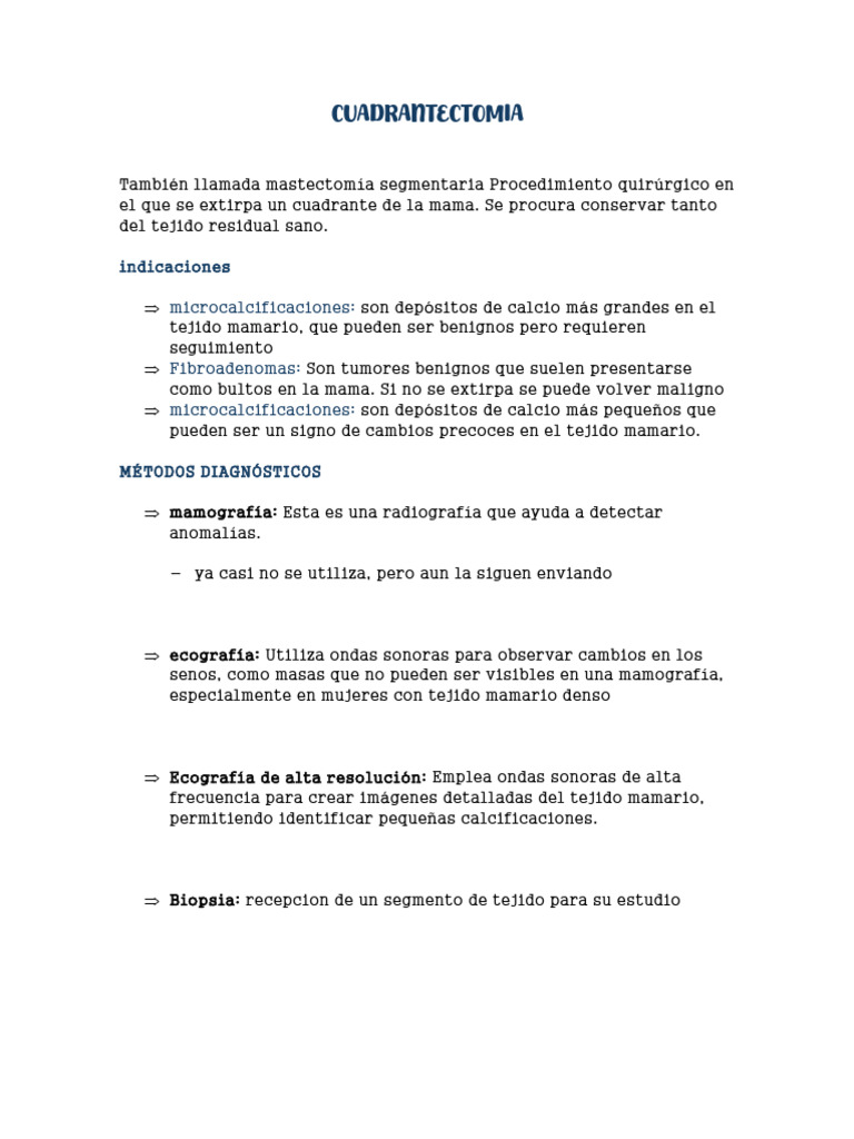 Cuadrantectomía y Eventración: Guía Quirúrgica | PDF | Tórax ...