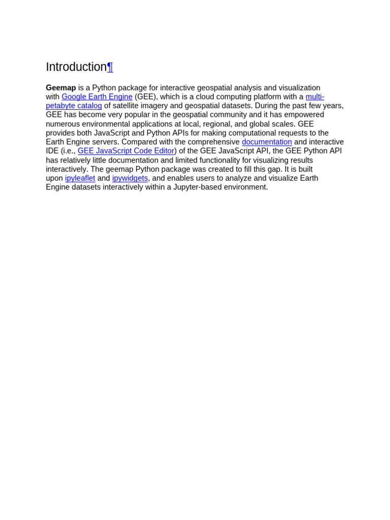 Geemap: Google Earth Engine Multi-Petabyte Catalog | PDF