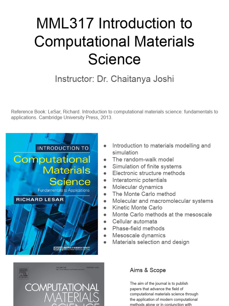 1.introduction To Materials Modeling and Simulation | PDF