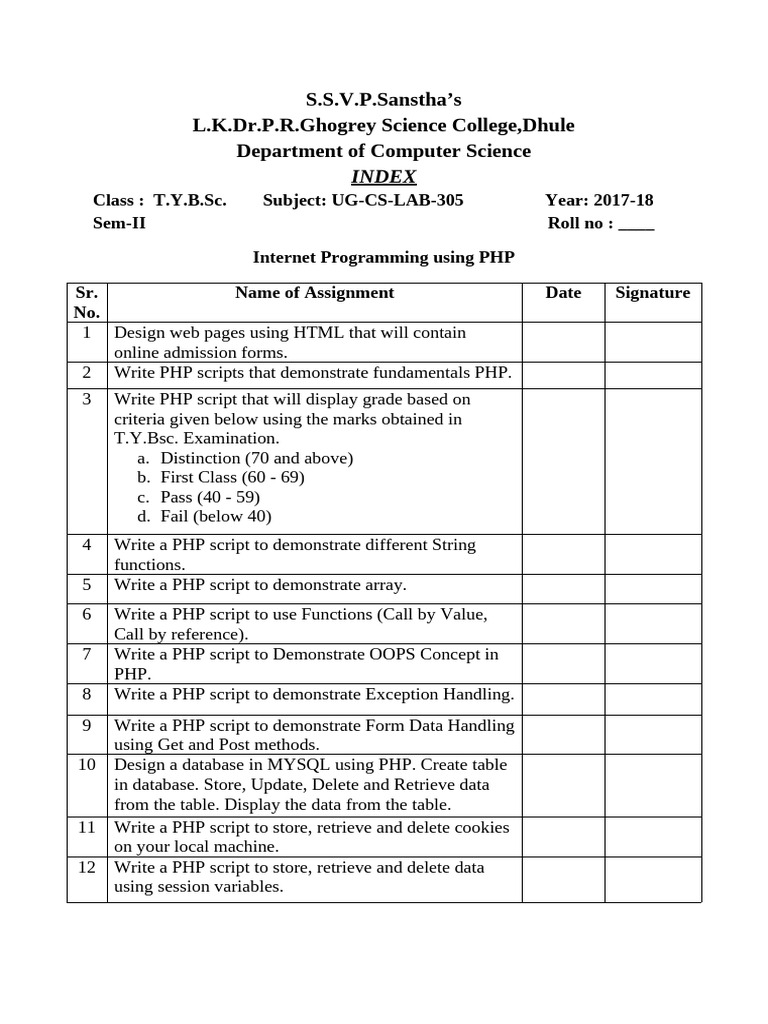 Tybsc Sem2 Php Pract Final Set Pdf Php Parameter Computer Programming