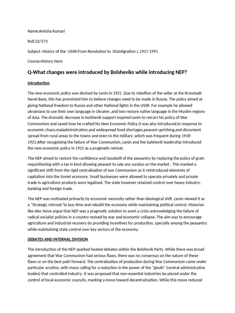 History of Ussr Assignment | PDF | Vladimir Lenin | Economies