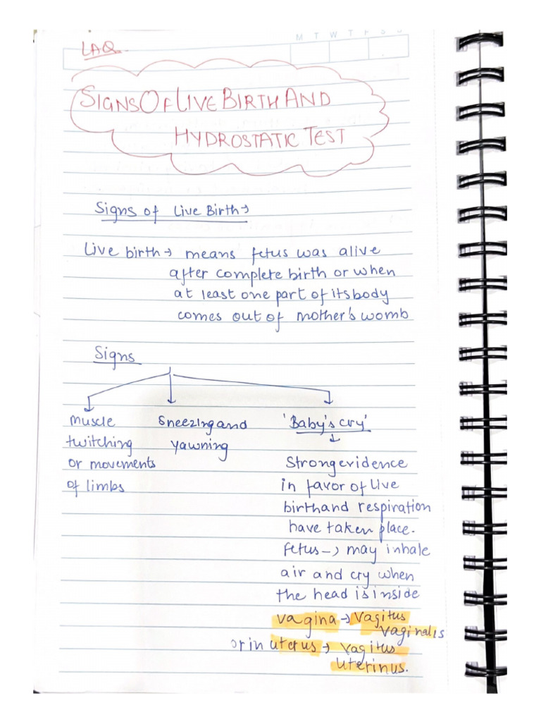 Signs of Live Birth, Hydrostatic Test, MTP Act | PDF