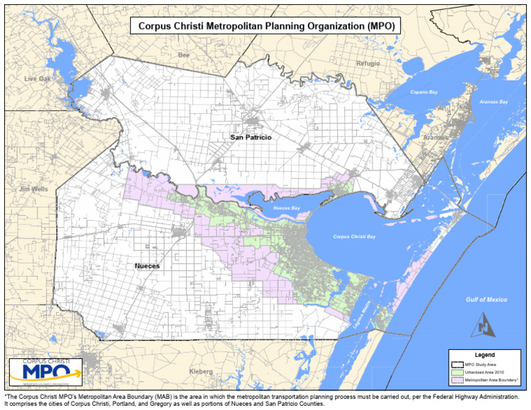 Corpus Christi MPO Study Area Map | PDF | Urban Planning | Urbanization