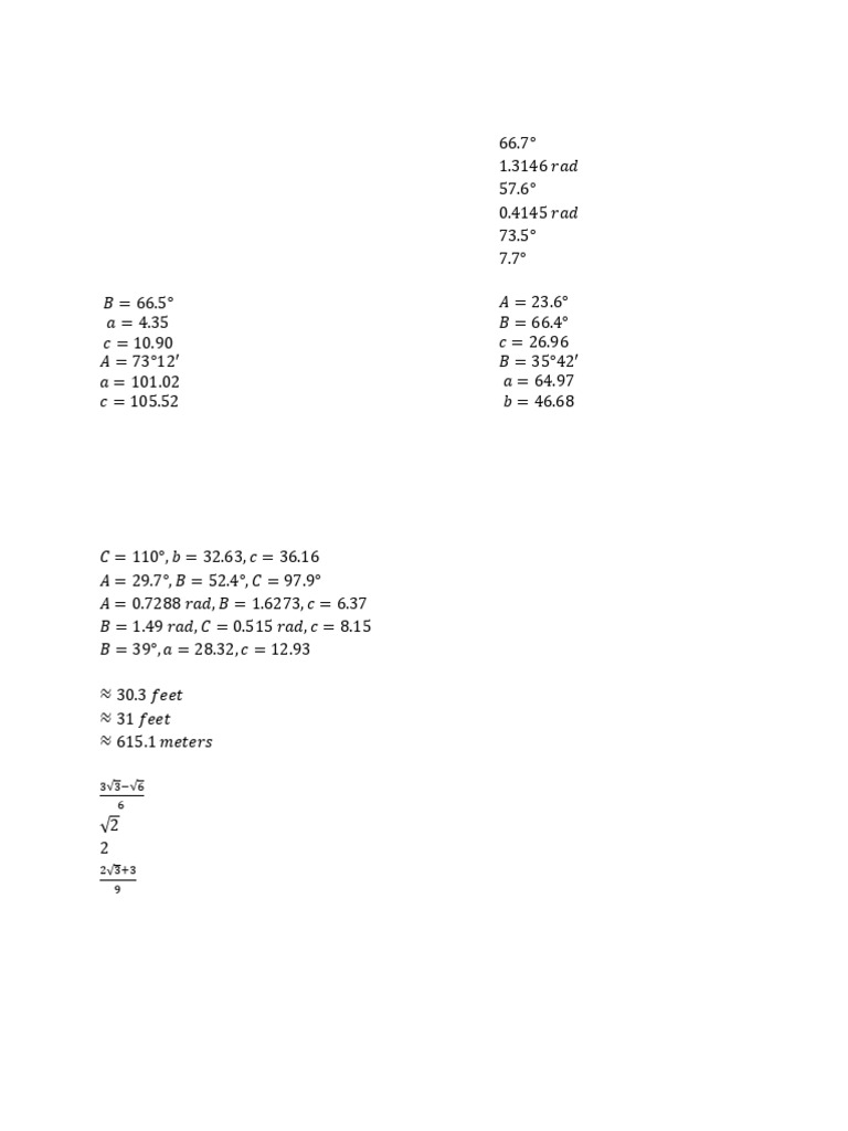 Unit 12 Solving Triangles Test Review 2025 ANSWERS | PDF