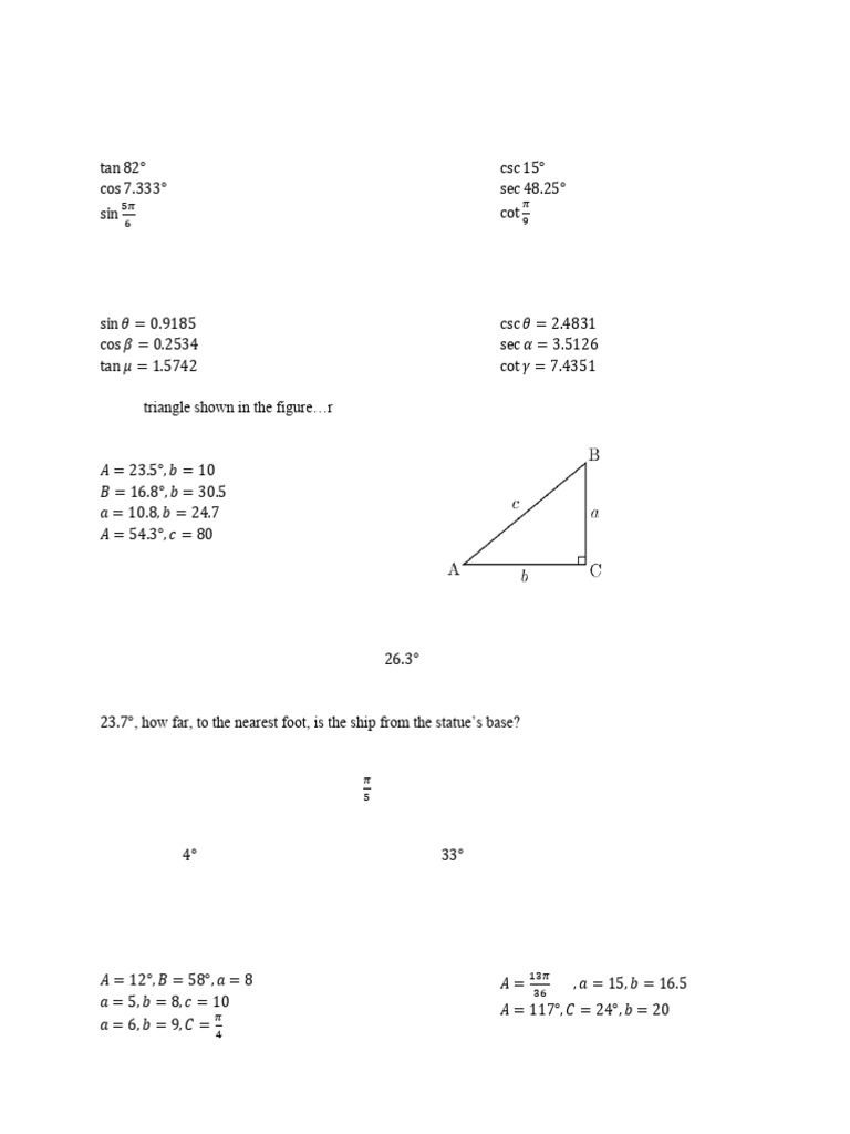 Unit 12 Solving Triangles Test Review 2025 | PDF | Triangle | Angle