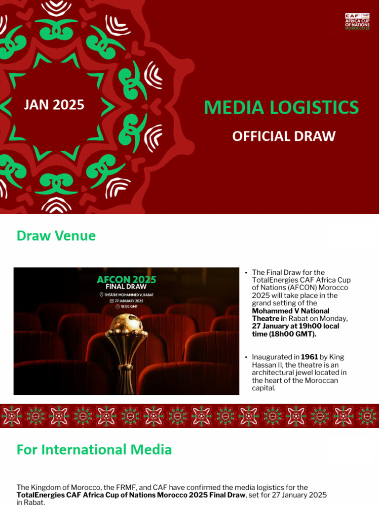 AFCON 2025 Final Draw Media Logistics | PDF | Morocco | North Africa