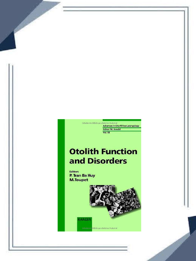 Otolith Function and Disorders Advances in Oto: Rhino Laryngology Vol ...