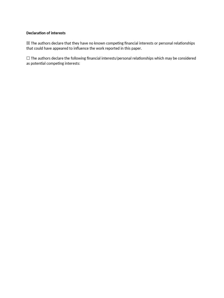 Declaration of Interests Statement | PDF