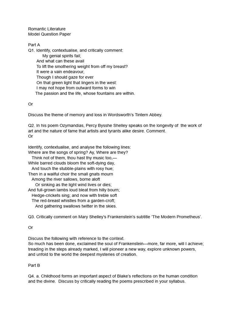 Model QP-2 Romantic Literature | PDF | Frankenstein | Mary Shelley