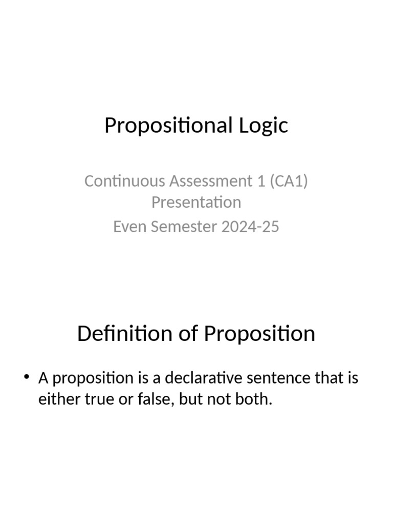 Propositional Logic Presentation | PDF