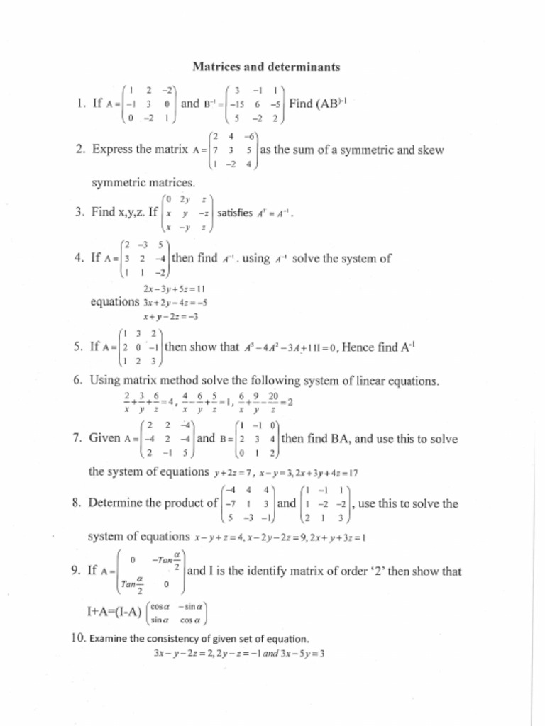 Matrices and Determinants | PDF