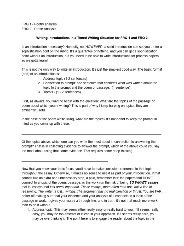 Introductions For FRQ 1 and 2 | PDF | Essays