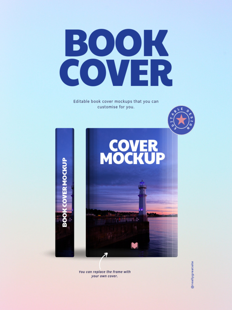Blue Soft Book Cover Mockup Pinterest Pin | PDF