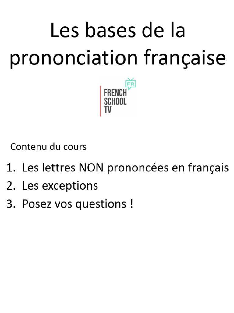 Bases de la prononciation française | PDF