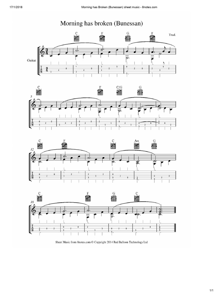 Morning Has Broken (Bunessan) Sheet Music - 8notes | PDF