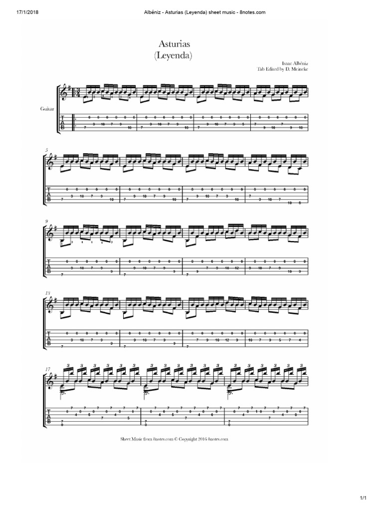 _Albéniz - Asturias (Leyenda) Sheet Music - 8notes | PDF