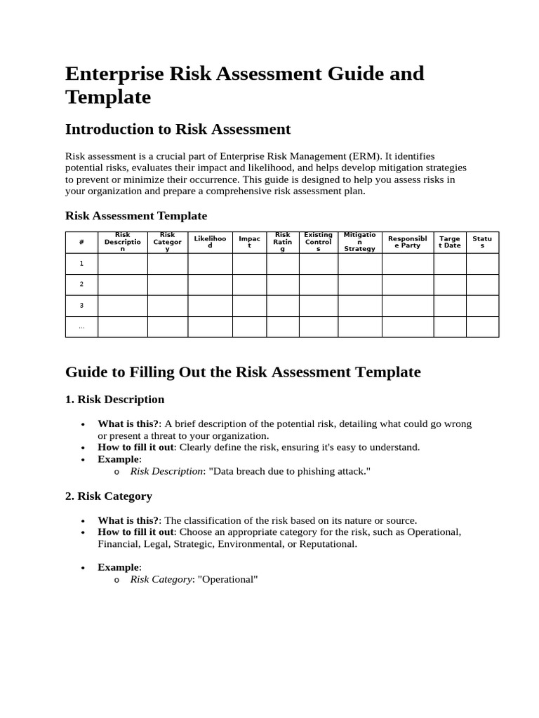 Enterprise Risk Assessment Guide and Template | PDF | Risk | Risk ...