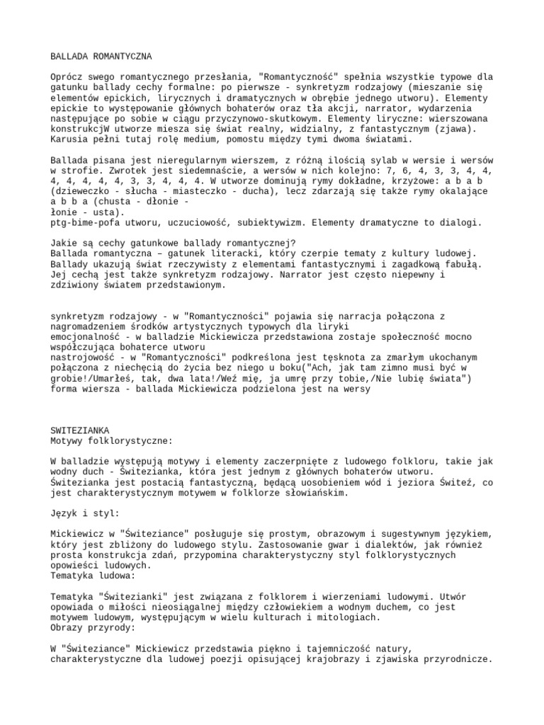 Ballada Romantyczna | PDF