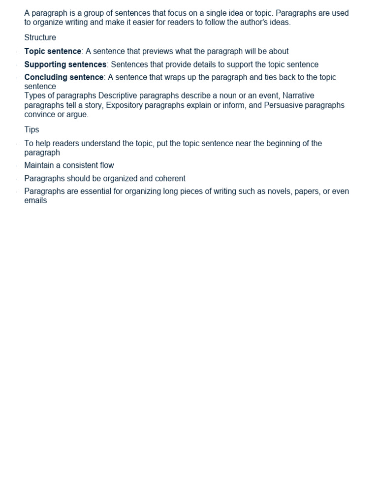 Topic Sentence Supporting Sentences Concluding Sentence | PDF