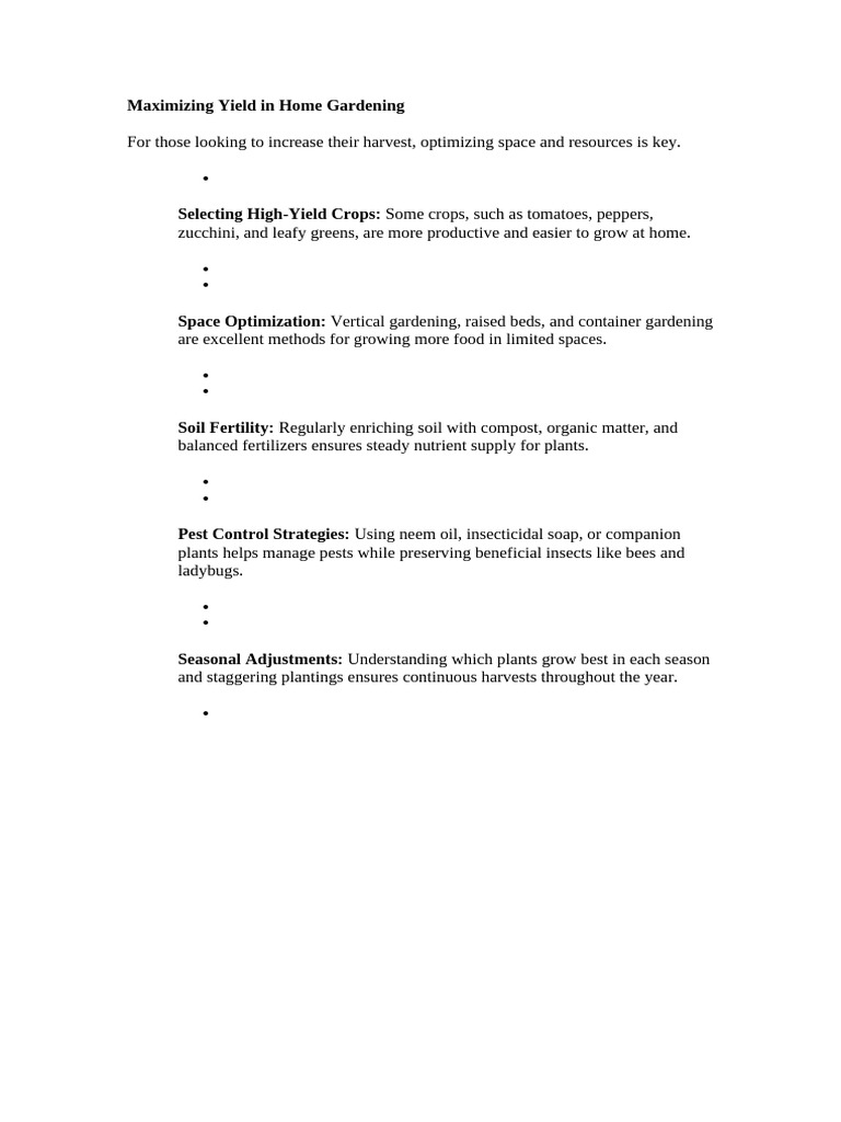 Maximizing Yield in Home Gardening | PDF