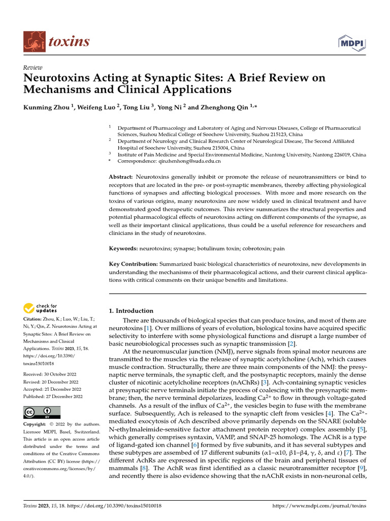 Neurotoxins | PDF | Neuromuscular Junction | Synapse