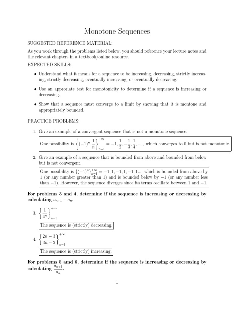 HW6 Monotone Sequences Ans | PDF | Sequence | Monotonic Function