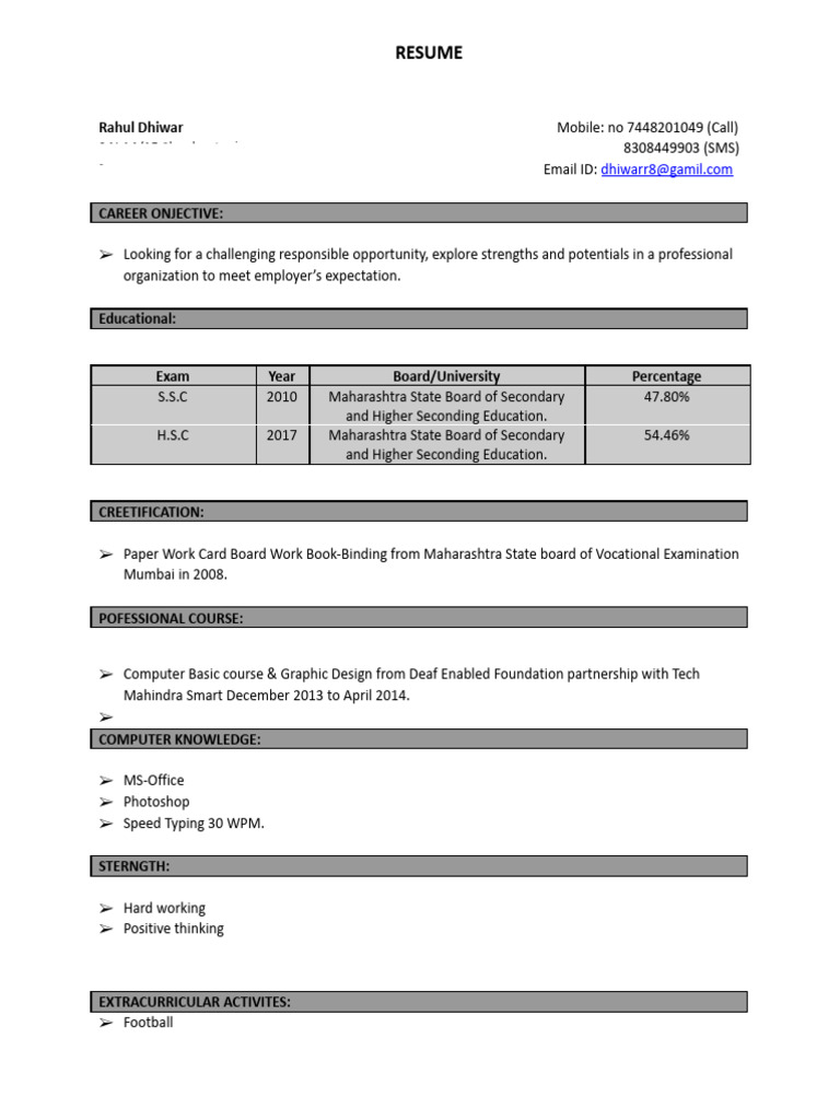 Curriculum Vitae Rahul d.docx(1) | PDF