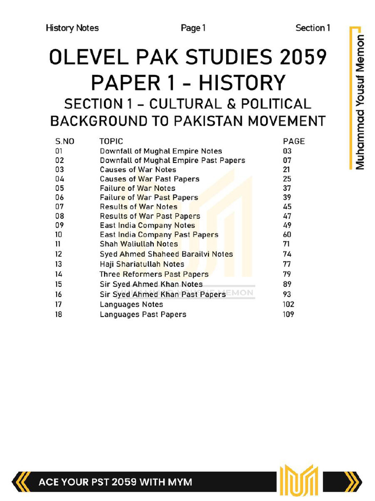 History Section 1 Notes Mym Edition Compress | PDF