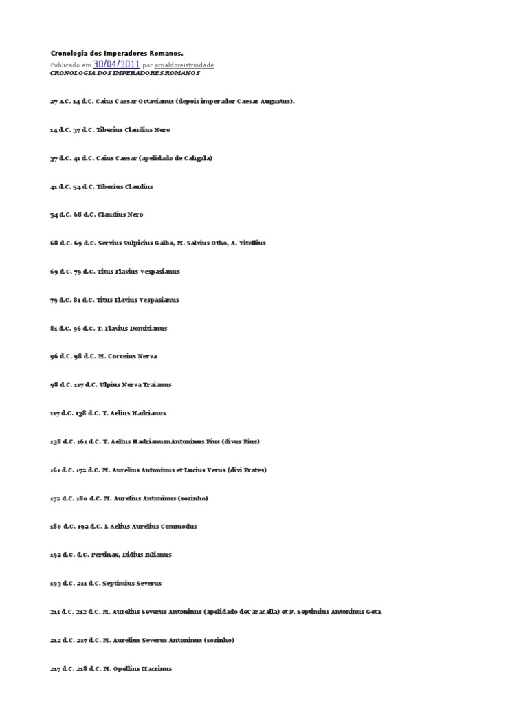 Cronologia dos Imperadores Romanos | PDF
