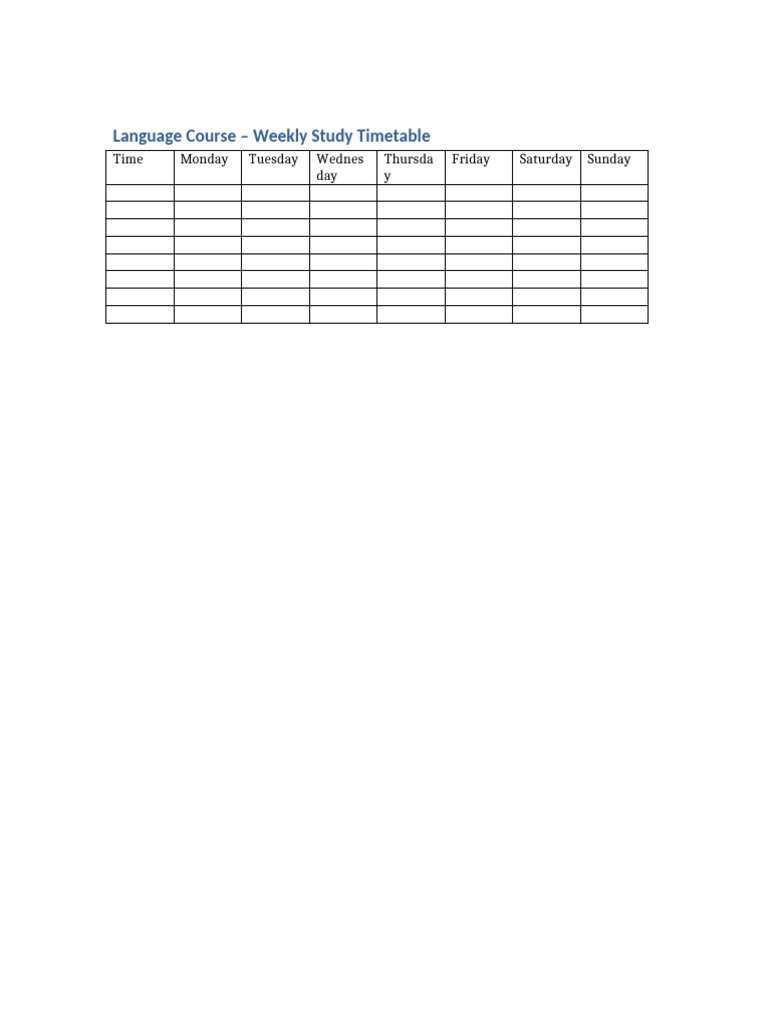 Language Course Timetable | PDF