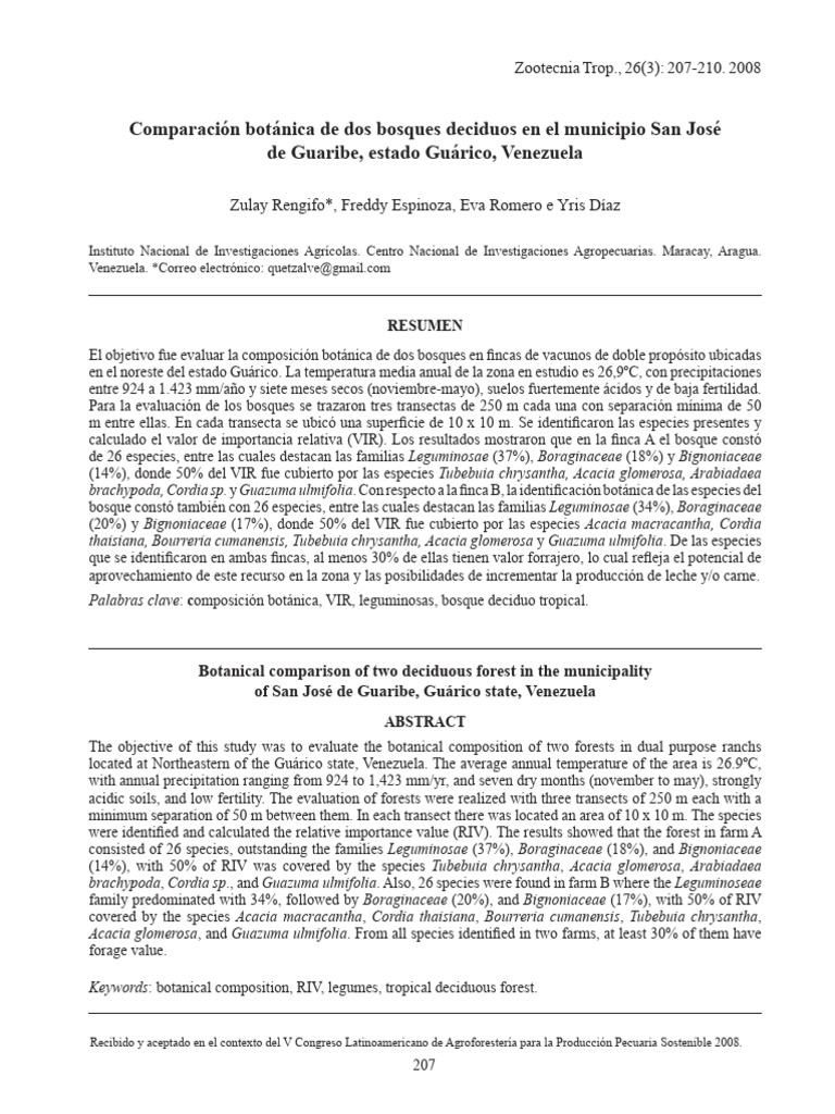 Composicion Botanica de Los Bosques | PDF | Botánica | Biología