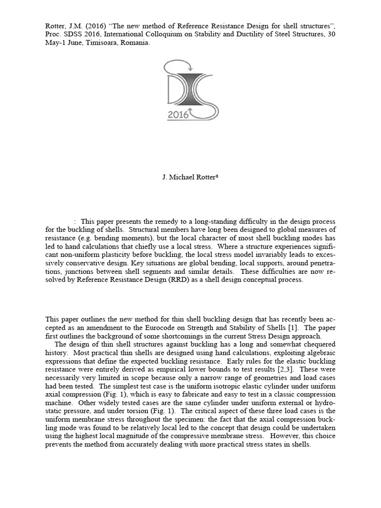 Reference Resistance Design for Shells | PDF | Buckling | Deformation ...