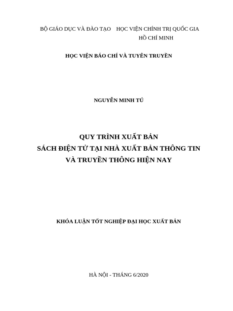 [123doc] Quy Trinh Xuat Ban Sach Dien Tu Tai Nha Xuat Ban Thong Tin Va Truyen Thong Hien Nay | PDF