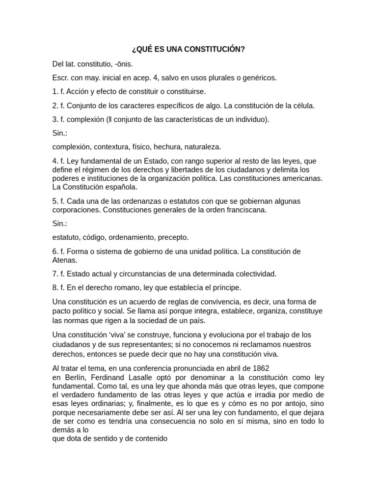 Definición y Estructura de la Constitución | PDF | Constitución ...