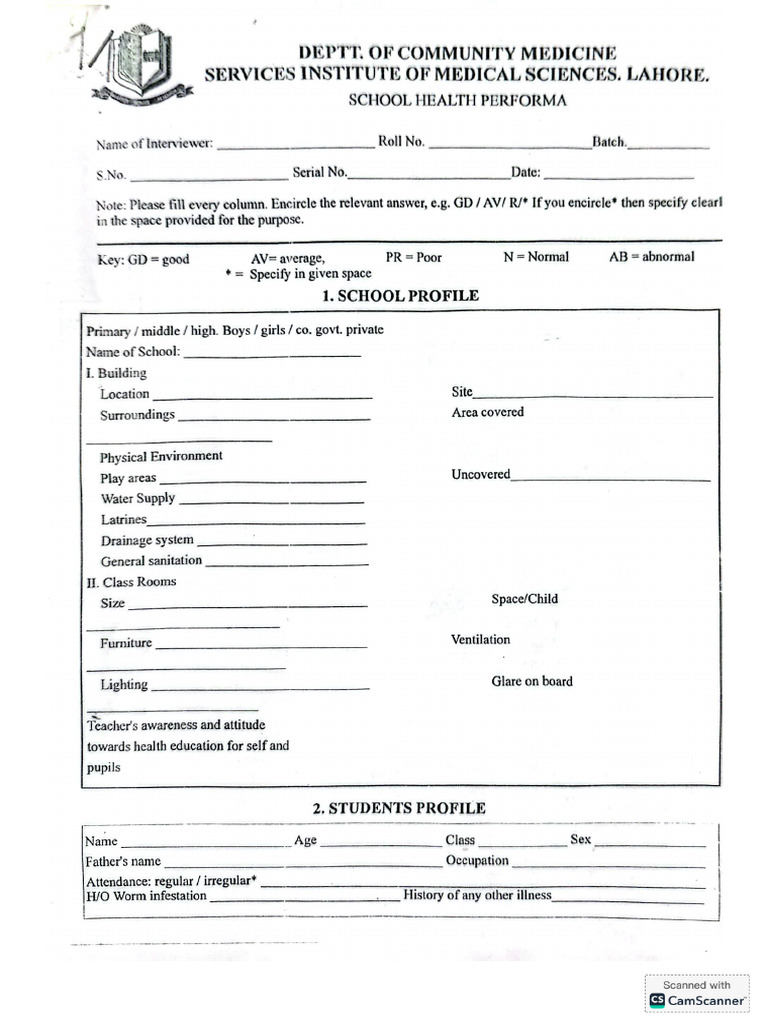 School Health Performa | PDF