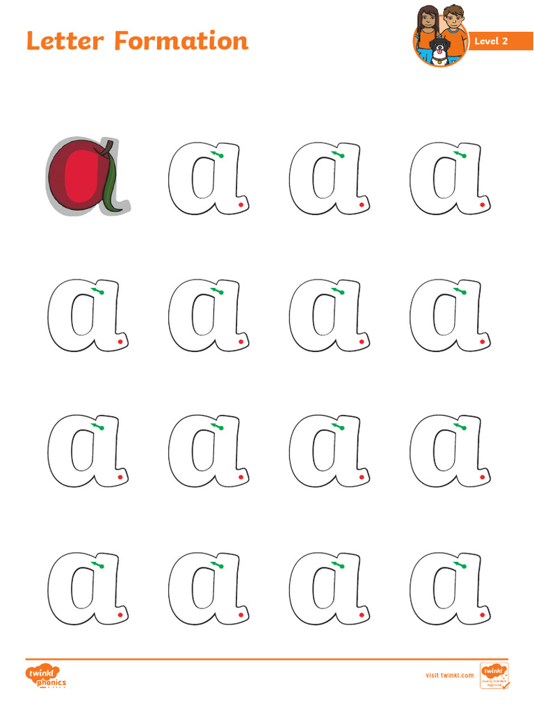 A' Letter Formation Activity Sheet | PDF