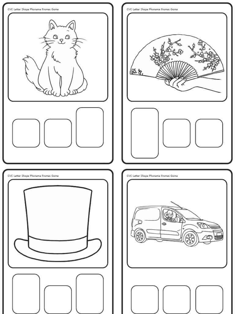 CVC Letter Shape Phoneme Frames Game Black and White | PDF