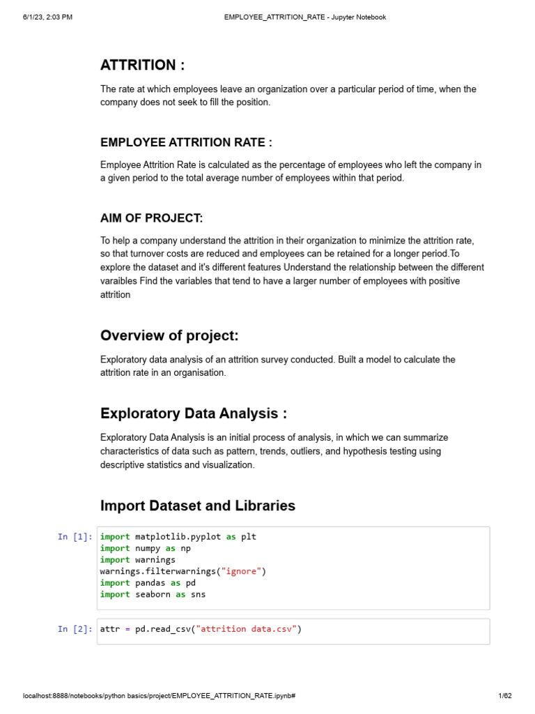 Employee_attrition_rate - Jupyter Notebook | PDF | Data Analysis | Statistics
