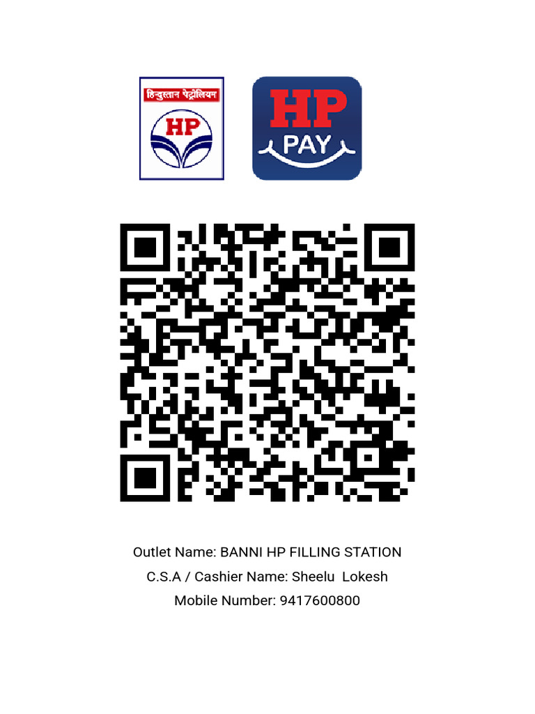 Outlet Name: Banni HP Filling Station C.S.A / Cashier Name: Sheelu ...