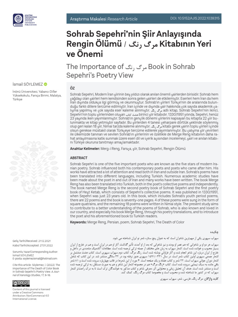 SOHRAB S__PEHR_____N__N ______R ANLAYI__INDA MERG__ RENGRENG__N __L__M__ K__TABININ YER__ VE ...