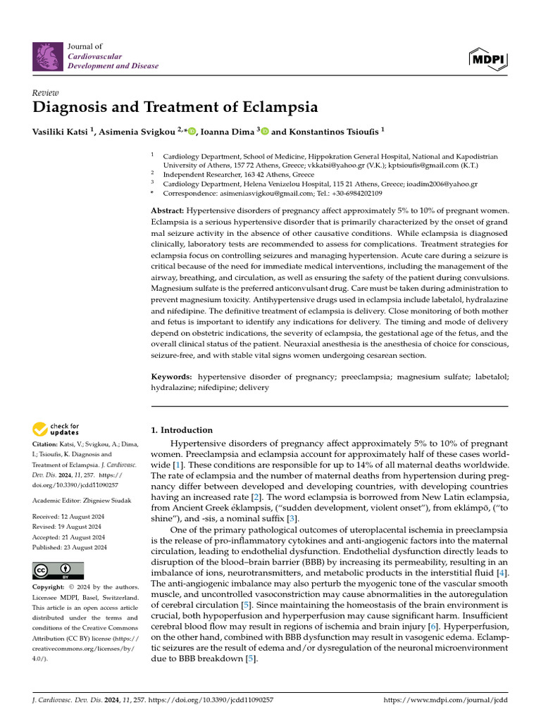 Diagnosis and Treatment of Eclampsia 2 | PDF | Medical Specialties ...