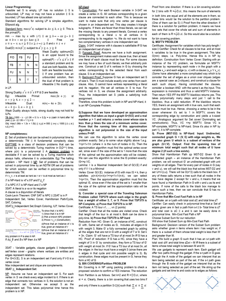 Linear Programming and NP-Hard Proofs | PDF | Time Complexity | Linear ...